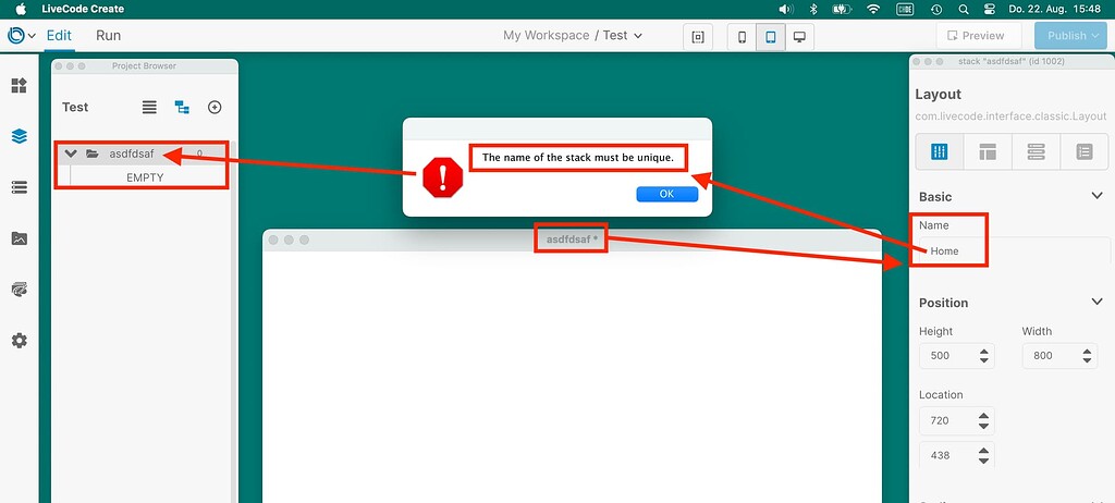 Stack renaming: conflicts UI vs. backend (?) - Closed Bugs - LiveCode Create Feedback